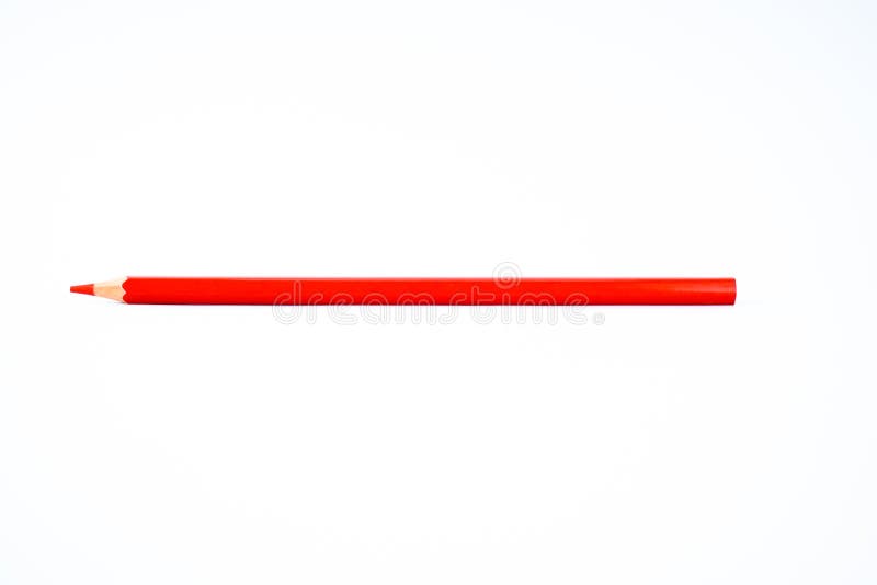 A Sharpened Red Colored Pencil Crayon is Isolated on a White Background ...
