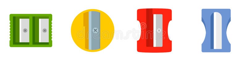 Sharpener Icon Set, Flat Style Stock Vector - Illustration of metal ...