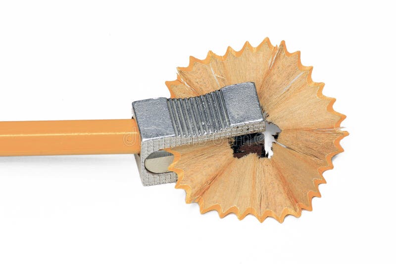 Sharpener with Yellow Pencil Stock Photo - Image of metal, background ...