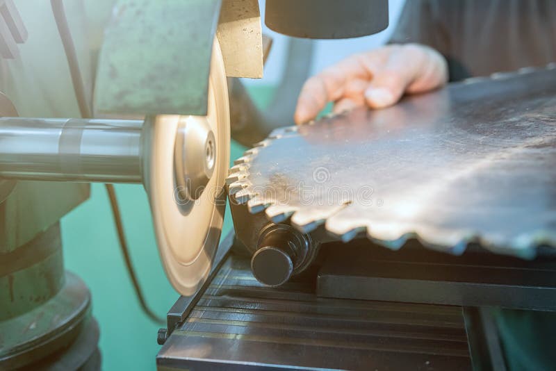 Sharpening Circular Saw, Worker Sharpens a Circular Saw Blade Stock ...