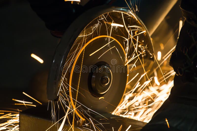 Sharpening and Cutting by Abrasive Disk Machine Stock Photo - Image of ...