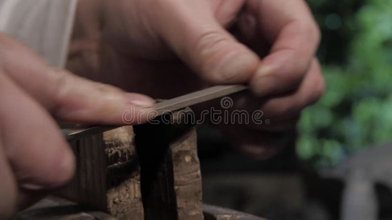 Sharpening Japanese Sword with Grinder Stock Footage - Video of ...
