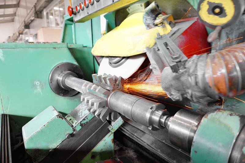 Sharpening the Mill on the Grinding Machine in the Workshop, the Sparks ...