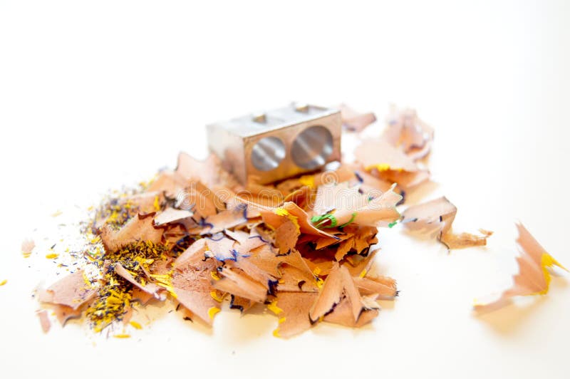 A Pencil Sharpener on Top of a Le of Pencil Sharpenings Stock Image ...