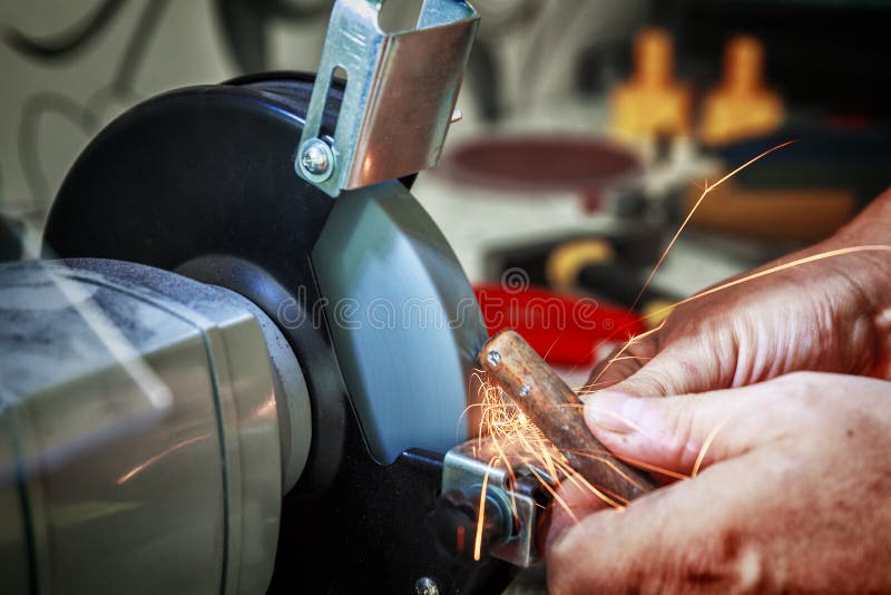 Sharpening the Steel Billet on the Grinding Machine Stock Photo - Image ...