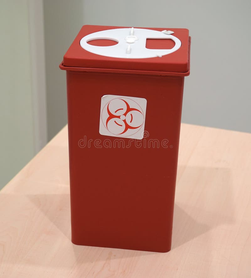 Sharps Collector Container on the Table Stock Image - Image of isolated ...