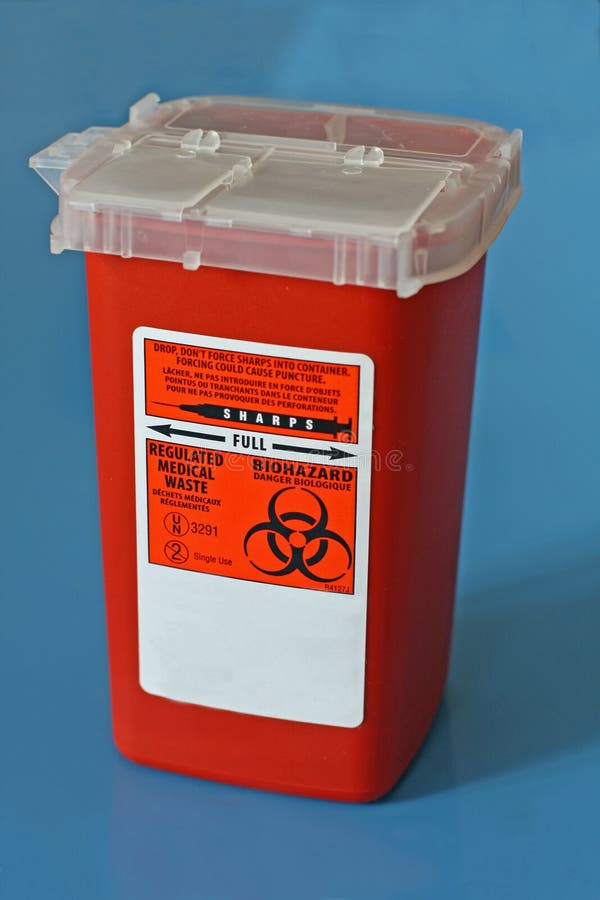 Sharps Container for Used Needles Stock Image - Image of caution ...