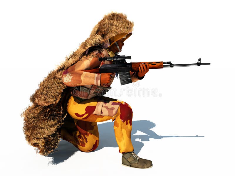 Sharpshooter Aiming With Sniper Rifle Stock Vector - Illustration of ...