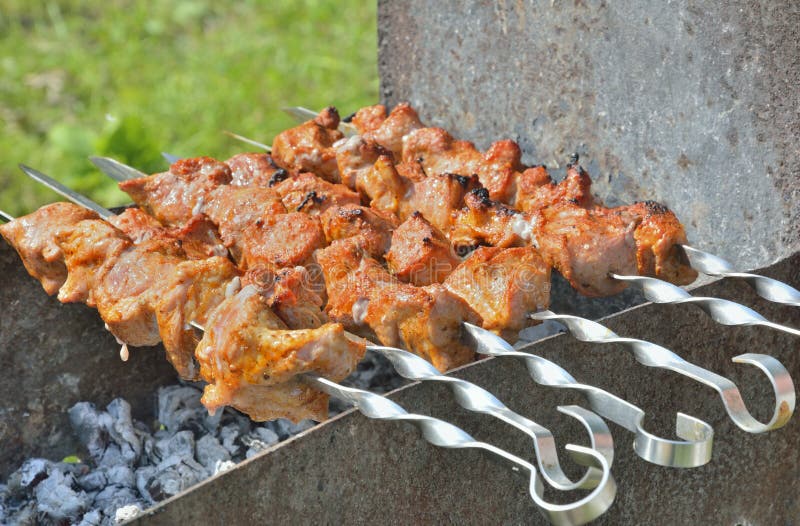 Shashlik (shaslik) - Traditional Russian Barbecue Stock Photo - Image ...