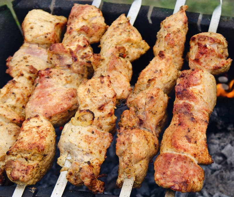 Shashlik (shish Kebab) Georgian Barbecue Stock Image - Image of kebab ...