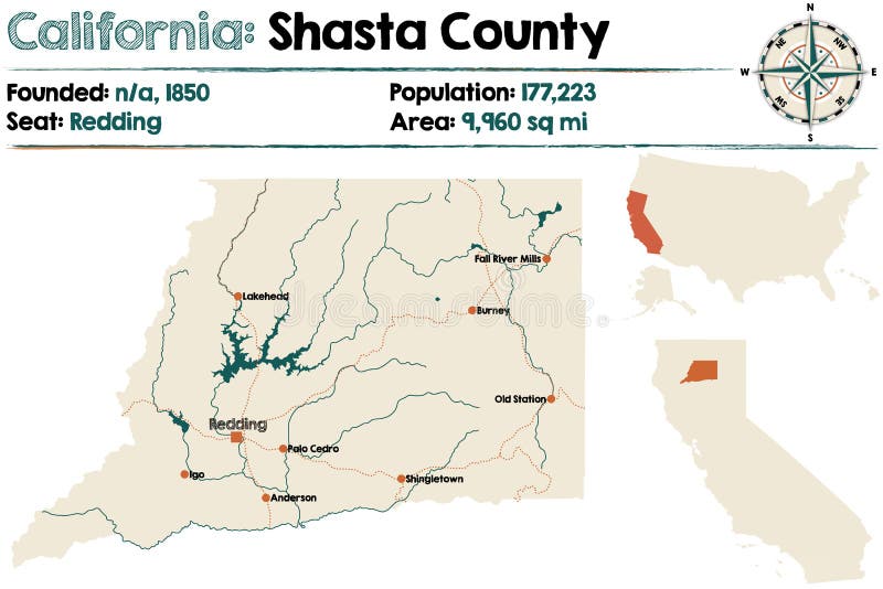 Map California Shasta County Stock Illustrations – 31 Map California ...