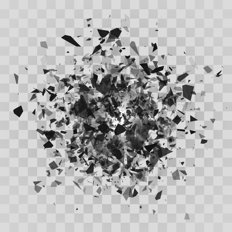 Shatter and Destruction Dark Triangle. Abstract Cloud of Pieces and ...