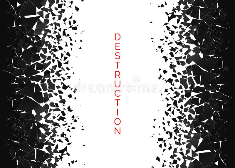 Shatter and Destruction Effect. Abstract Cloud of Pieces and Fragments ...