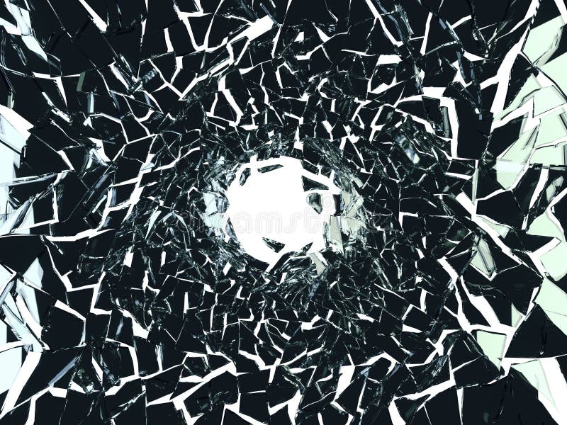 Shattered Black Glass Pattern and Hole on White Stock Illustration ...