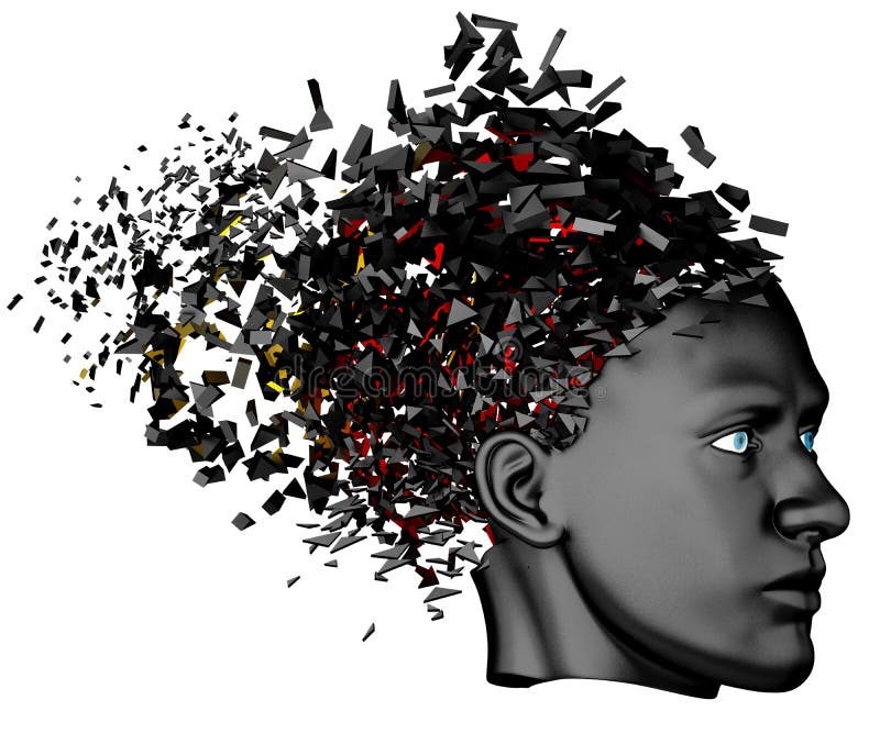 Shattered Black Head Side View Stock Illustration - Illustration of ...