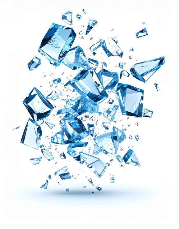 Shattered Blue Glass Fragments Explosion Stock Illustration ...