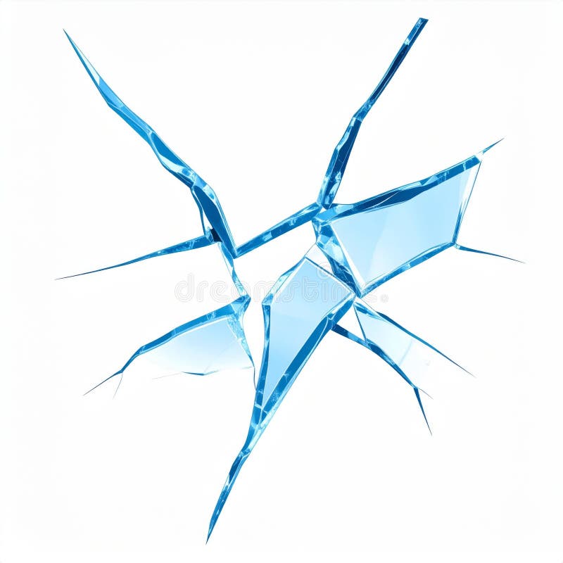 Shattered Blue Glass Fragments on White Background Stock Illustration ...