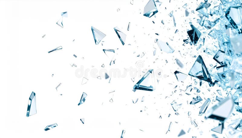 Shattered Blue Glass Fragments on White Background Stock Illustration ...