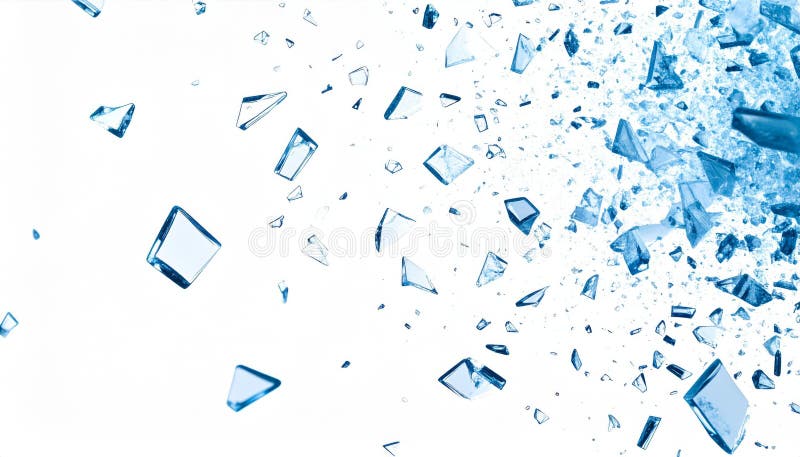 Shattered Blue Glass Fragments on White Background Stock Illustration ...