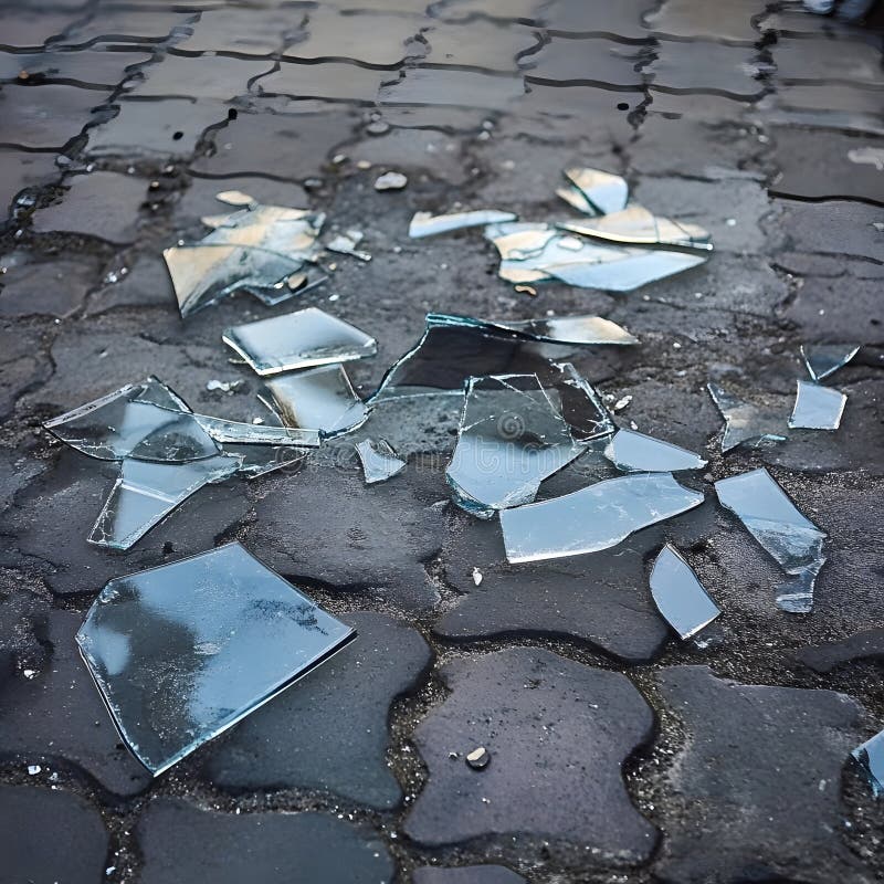 Shattered Broken Glass Debris Pieces on the Bottom Stock Illustration ...