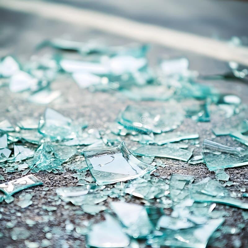Shattered Broken Glass Debris Pieces on the Ground Stock Illustration ...