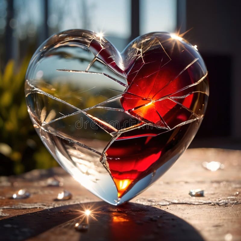 Shattered, Broken Heart Made from Glass Stock Image - Image of disaster ...