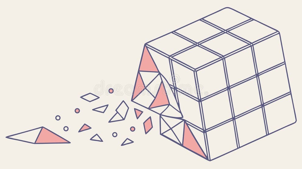 Shattered and Broken Puzzle Cube Vector Graphic, Vector Design ...