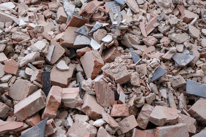 Shattered, Broken Red Clay Ceramic Bricks, Remnants of Construction ...