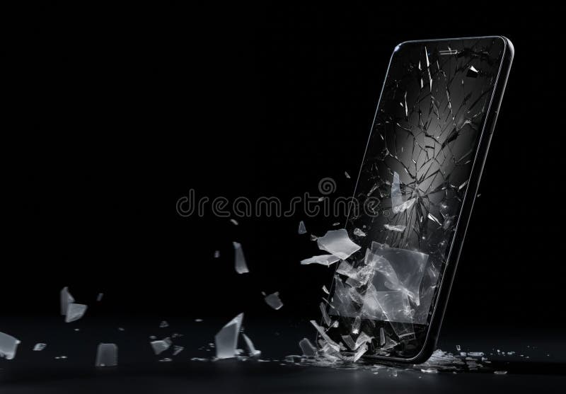 A Shattered Cellular Phone - Falling - Broken - Crushed - Explosion ...
