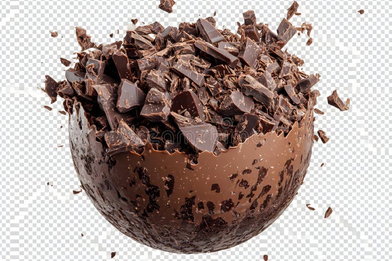 Shattered Chocolate Sphere Explosion: Delicious Dark Chocolate Pieces ...