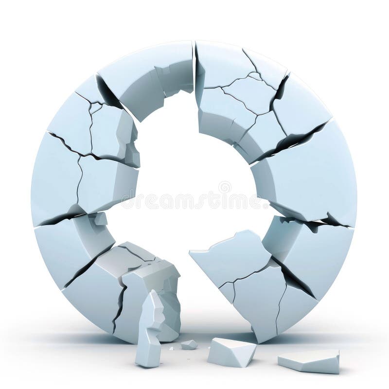 Broken Circle, Shattered Ring: Abstract 3D Render of Fragmented Form ...