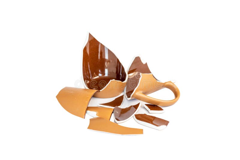 Shattered Coffee Mug Pieces on White Background Stock Photo - Image of ...