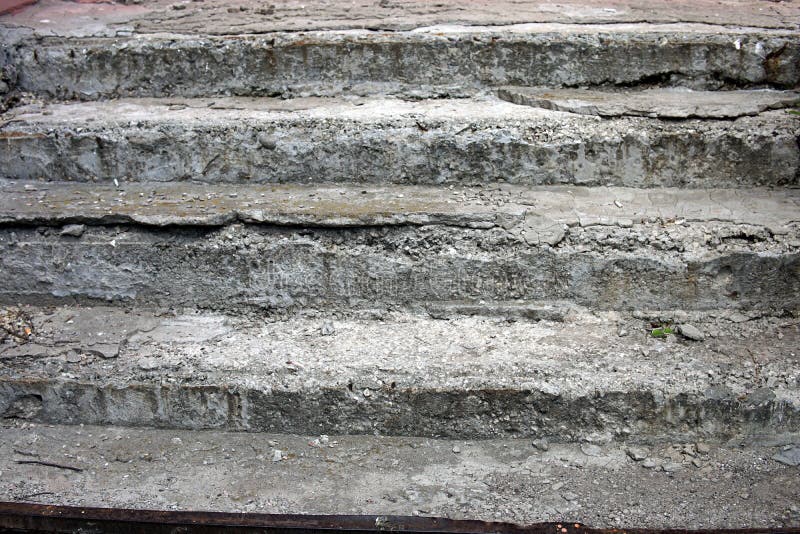 The Shattered Concrete Steps Stock Image - Image of green, brick: 119711795