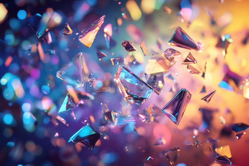 Shattered Crystals, Abstract Iridescent Gemstone Fragments Stock ...