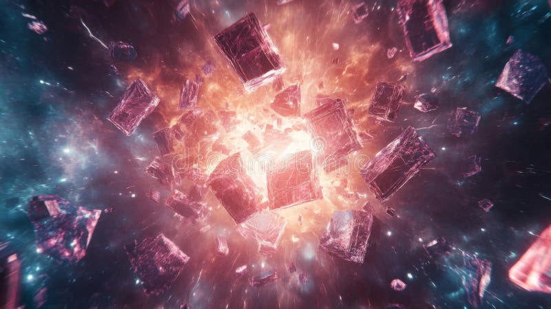 Shattered Crystals in a Cosmic Explosion Stock Illustration ...