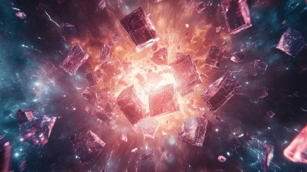 Shattered Crystals in a Cosmic Explosion Stock Illustration ...