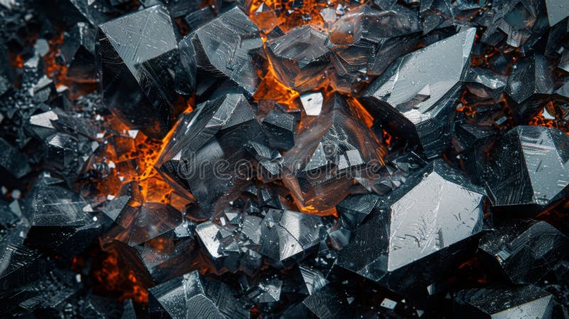 Abstract Representation of Fragmented Crystals with Fiery Glow ...