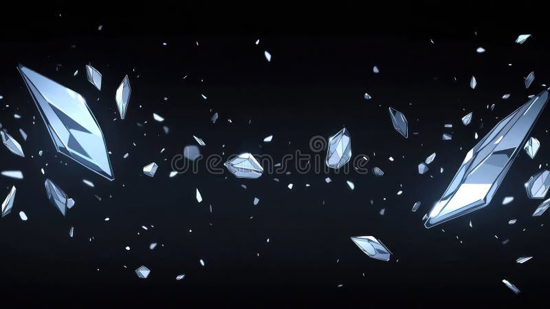 Shattered Crystals Floating in a Dark Space, Creating a Dynamic Visual Effect Stock Illustration ...