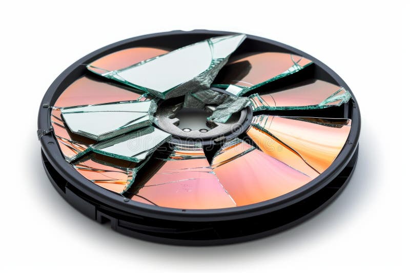 Shattered Data: Broken Cd on White Background Stock Image - Image of ...