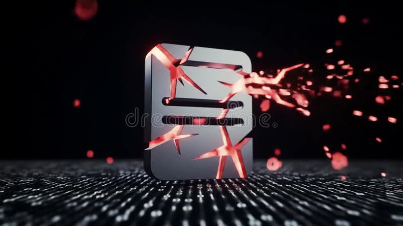 Shattered Digital Document Symbol: Data Loss, System Failure, Cyber ...