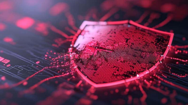 A Shattered Digital Shield with Bright Red Cracks Symbolizes ...