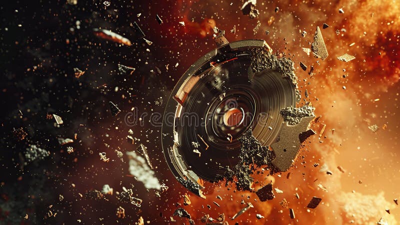Shattered Disk Against a Fiery Background Stock Illustration ...