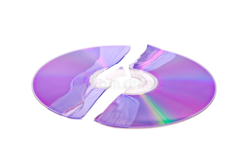 Shattered DVD / CD Isolated on White Stock Image - Image of fractured ...