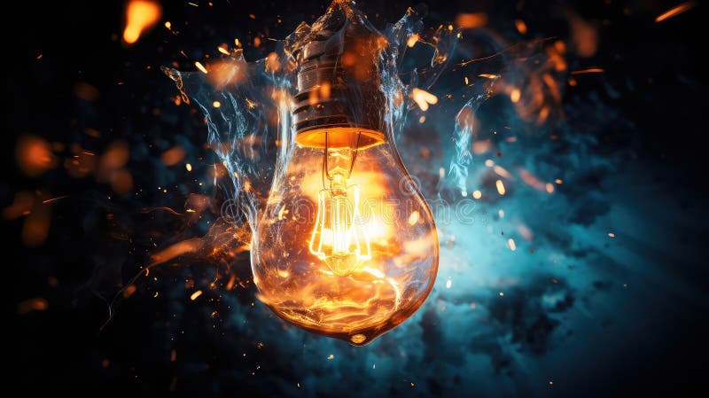 Shattered Exploding Light Bulb Stock Illustration - Illustration of ...