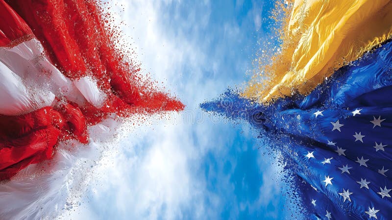 Shattered Flags a Visual Representation of Global Conflict Stock Image ...