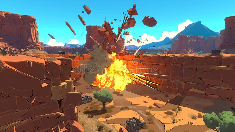 Cartoon Explosion in a Desert Canyon Stock Illustration - Illustration ...