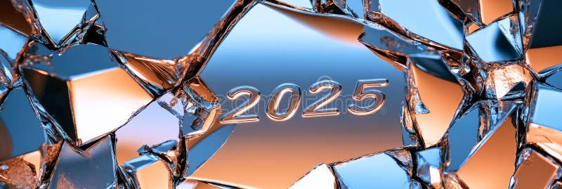 Shattered Future 2025 Broken Glass Metallic Texture Year 2025 New ...