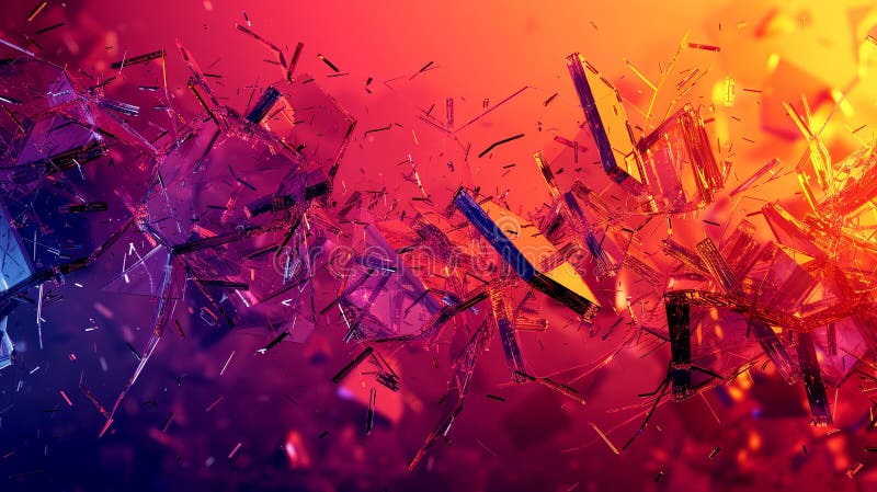 Shattered Glass Against Red and Purple Background Stock Illustration ...