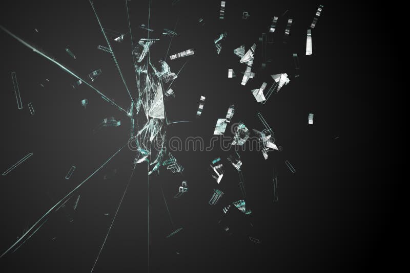 Shattered Glass on Black Background Stock Illustration - Illustration ...