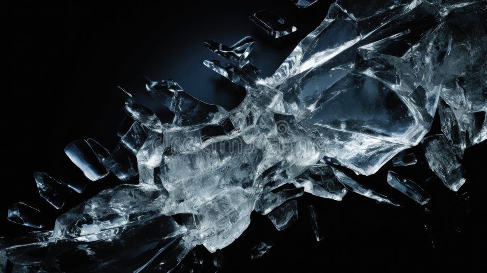 Shattered Glass on Black Background, Perfect for Design Projects Stock ...